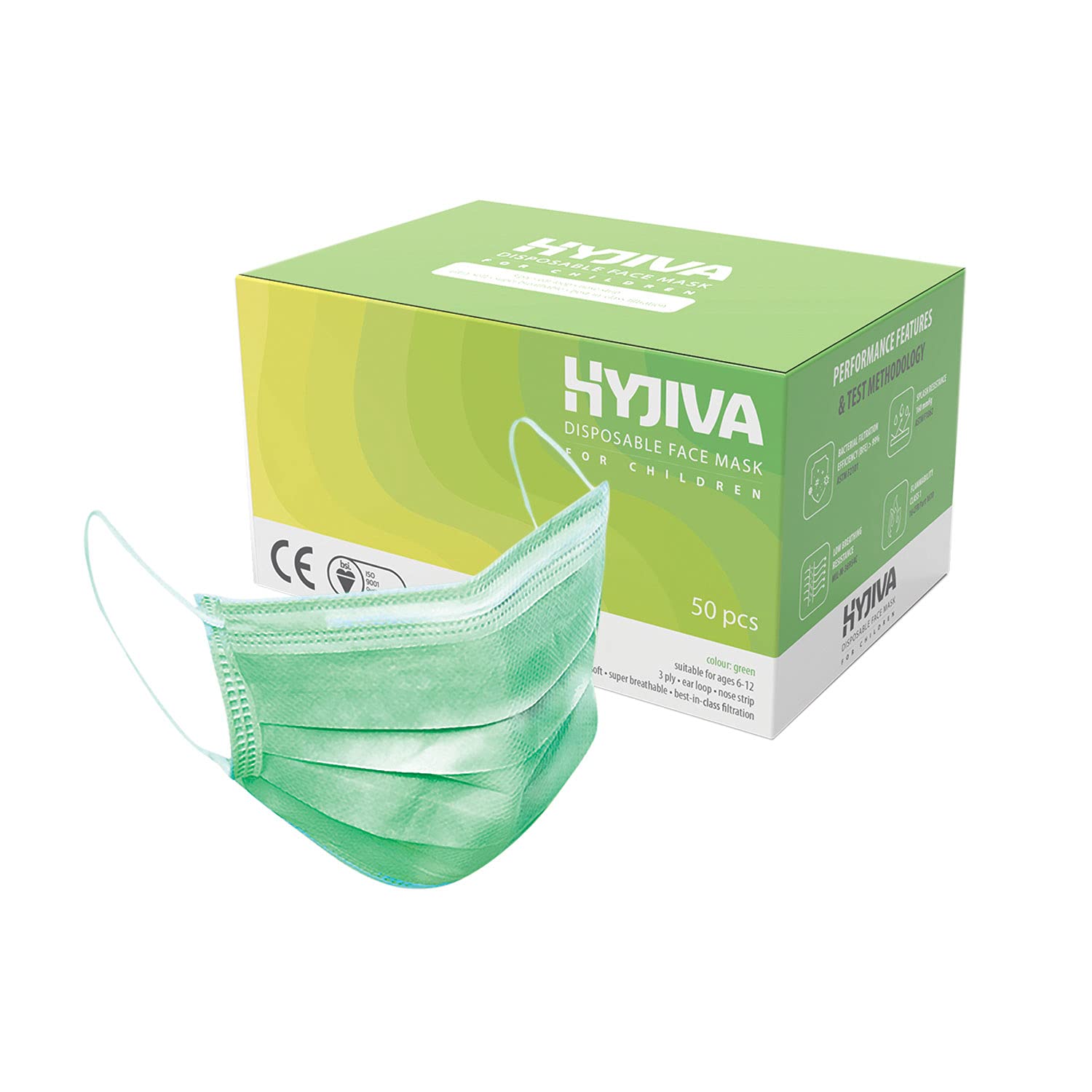 Disposable 3-ply Face Mask for Children - Green – Hyjiva